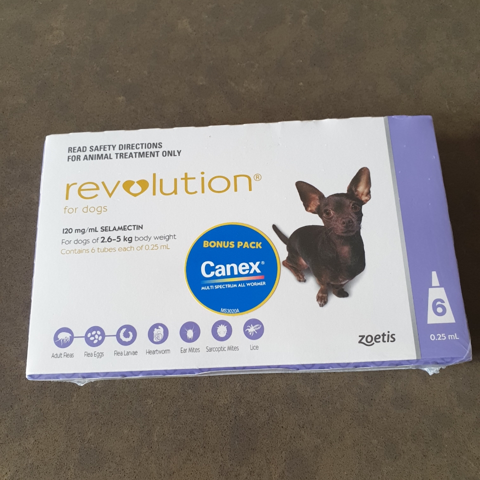 Revolution For Dogs 2.6-5kg Purple 3 Pack With Canex Tablets - $57.92