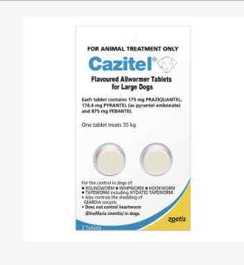 Cazitel Allwormer For Dogs 35kg 2 Tablets - $36.44