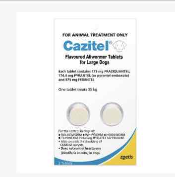 Cazitel Allwormer For Dogs 35kg 2 Tablets - $37.90