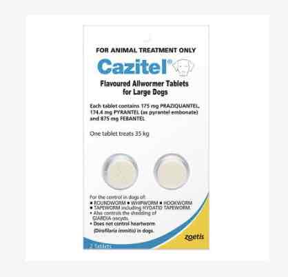 Cazitel Allwormer For Dogs 35kg 2 Tablets - $37.90