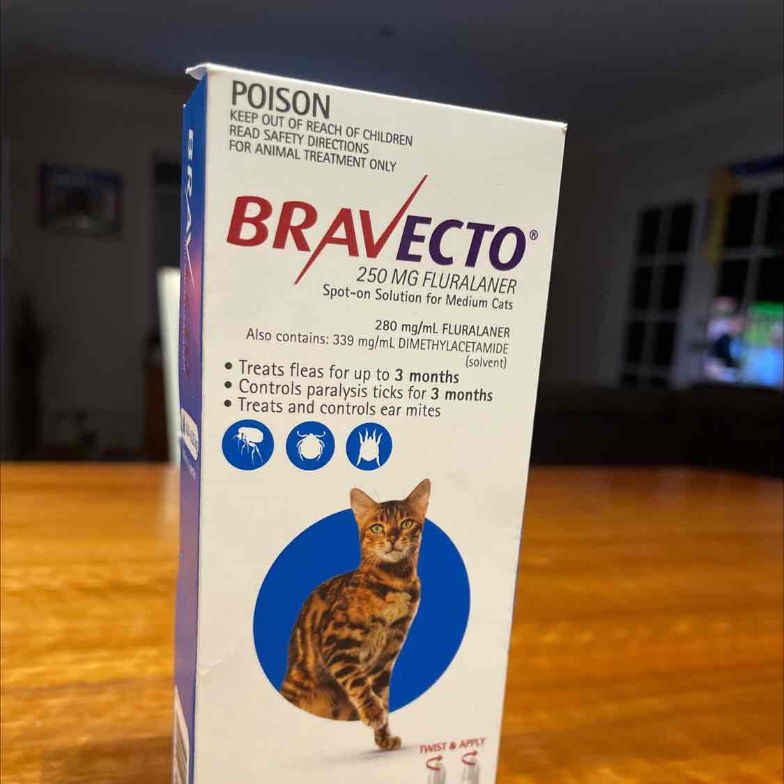 Bravecto Spot On For Cats Blue 2.8-6.25kg 2 Pack - $73.49
