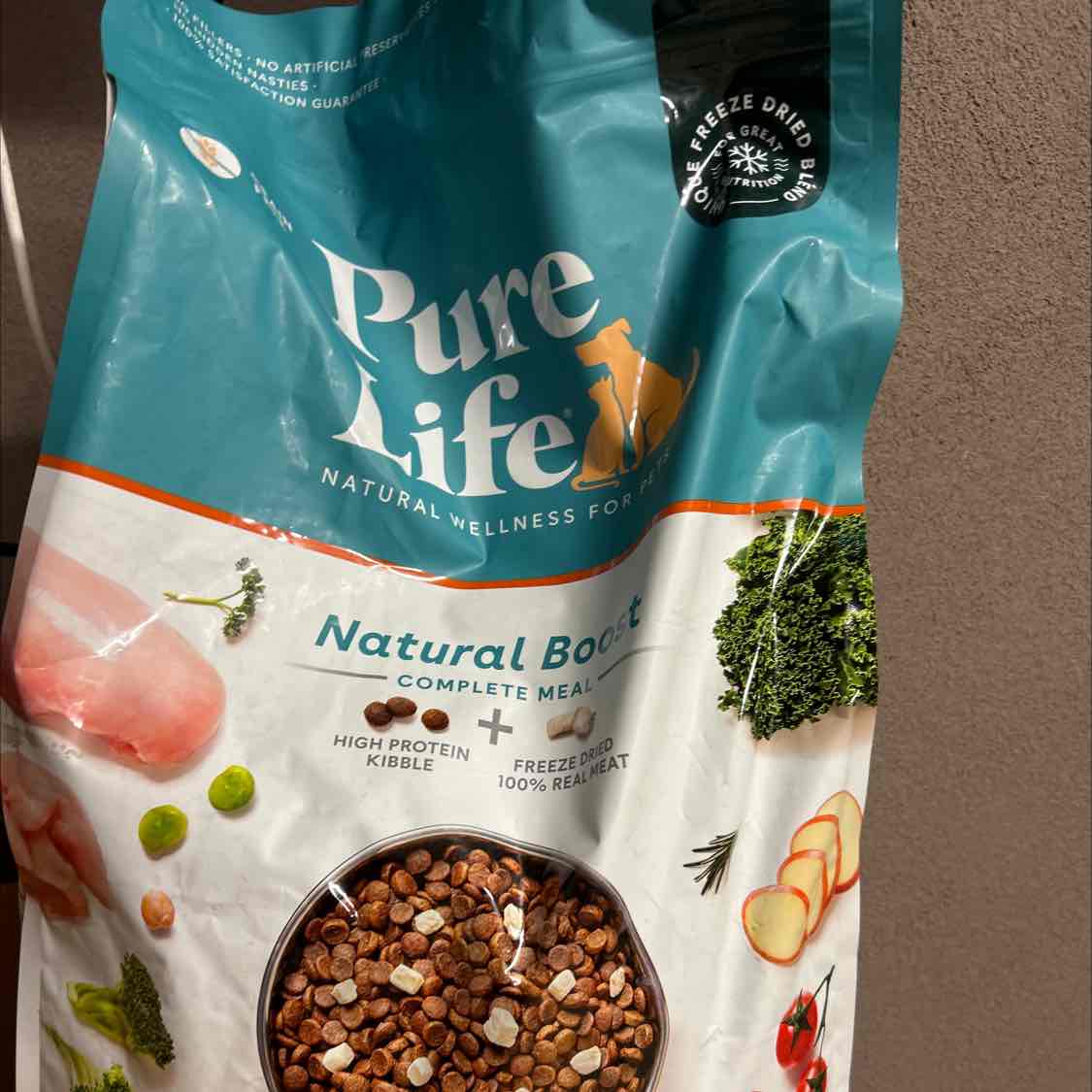 Pure Life Natural Boost Chicken Grain Free Freeze Dried Adult Dog Food ...