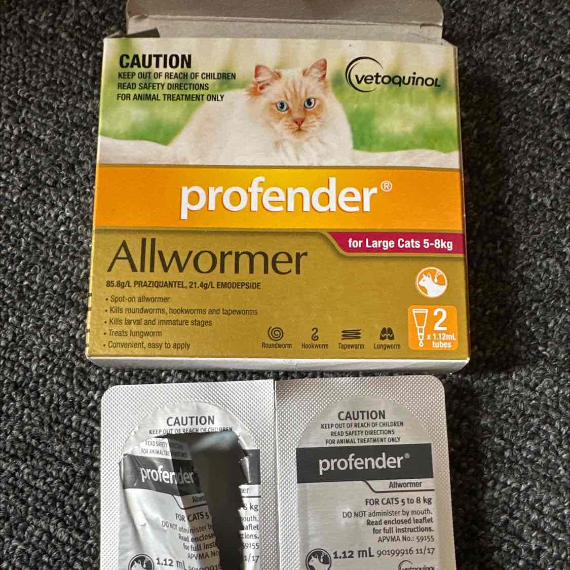 Profender For Cats All Wormer Red 5-8kg x 2 - $62.84