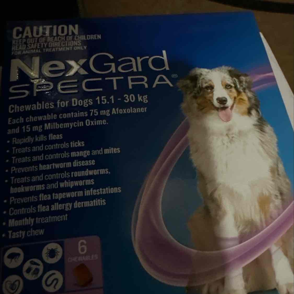 NexGard Spectra Chewables For Large Dogs Purple 15.1-30kg 6 Pack - $106.49