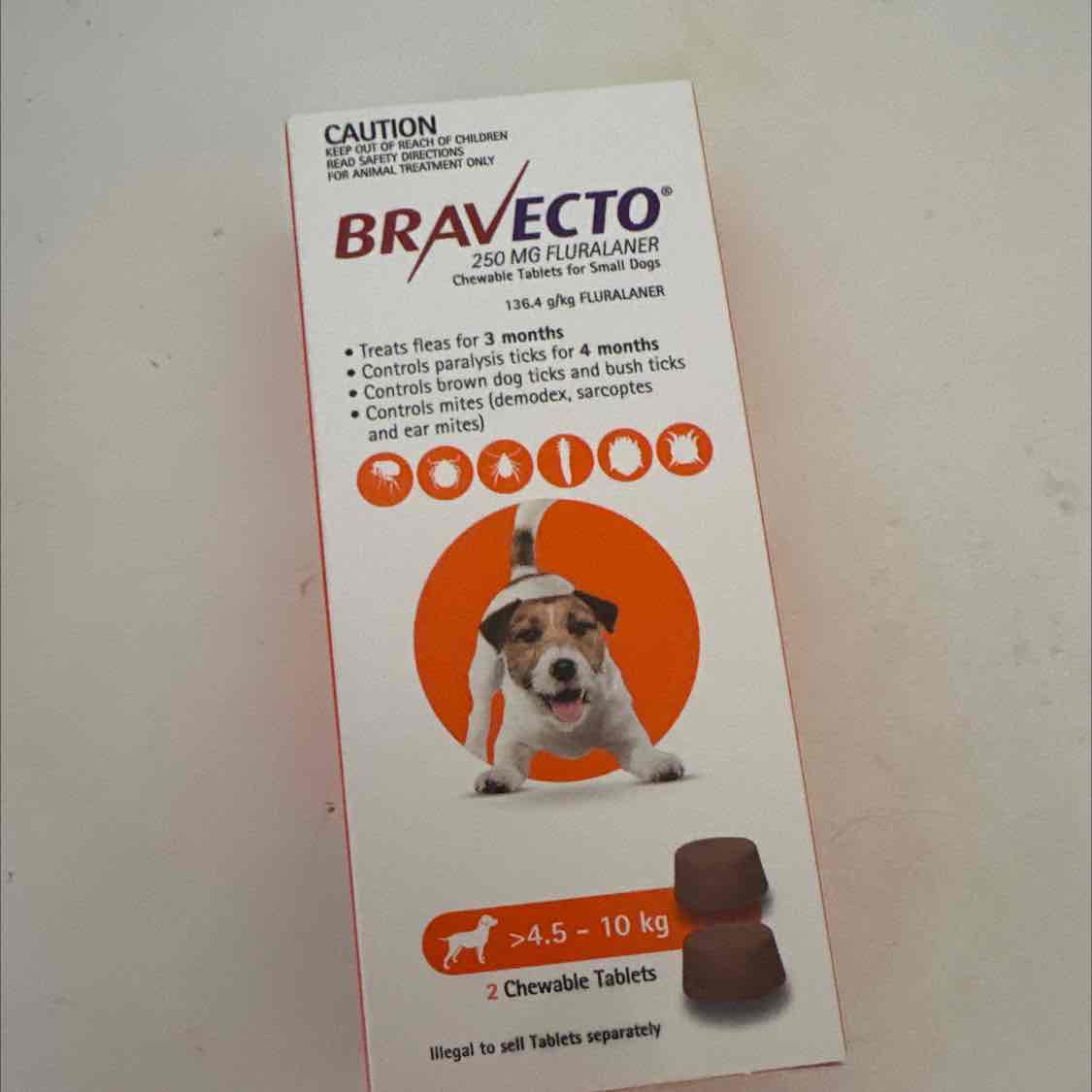 Bravecto For Small Dogs 4.5-10kg 1 Chew - $49.99