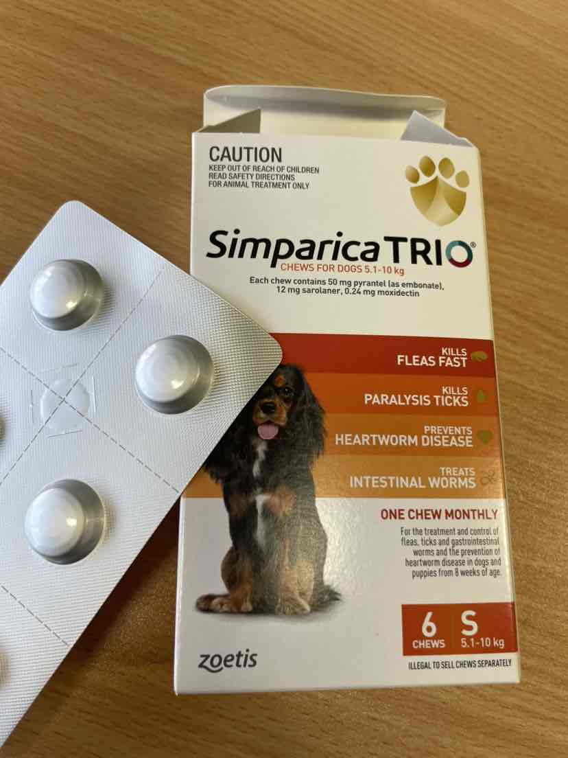 Simparica TRIO For Dogs 5.1-10kg Orange Small 6 Chews - $83.99
