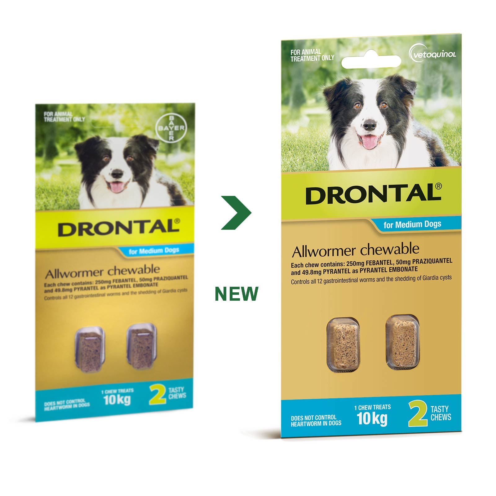 Drontal Allwormer For Dogs Medium 3-10kg 2 Chews - $18.05