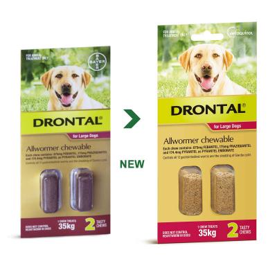 Drontal Allwormer For Dogs Large Up To 35kg 2 Chews - $37.58