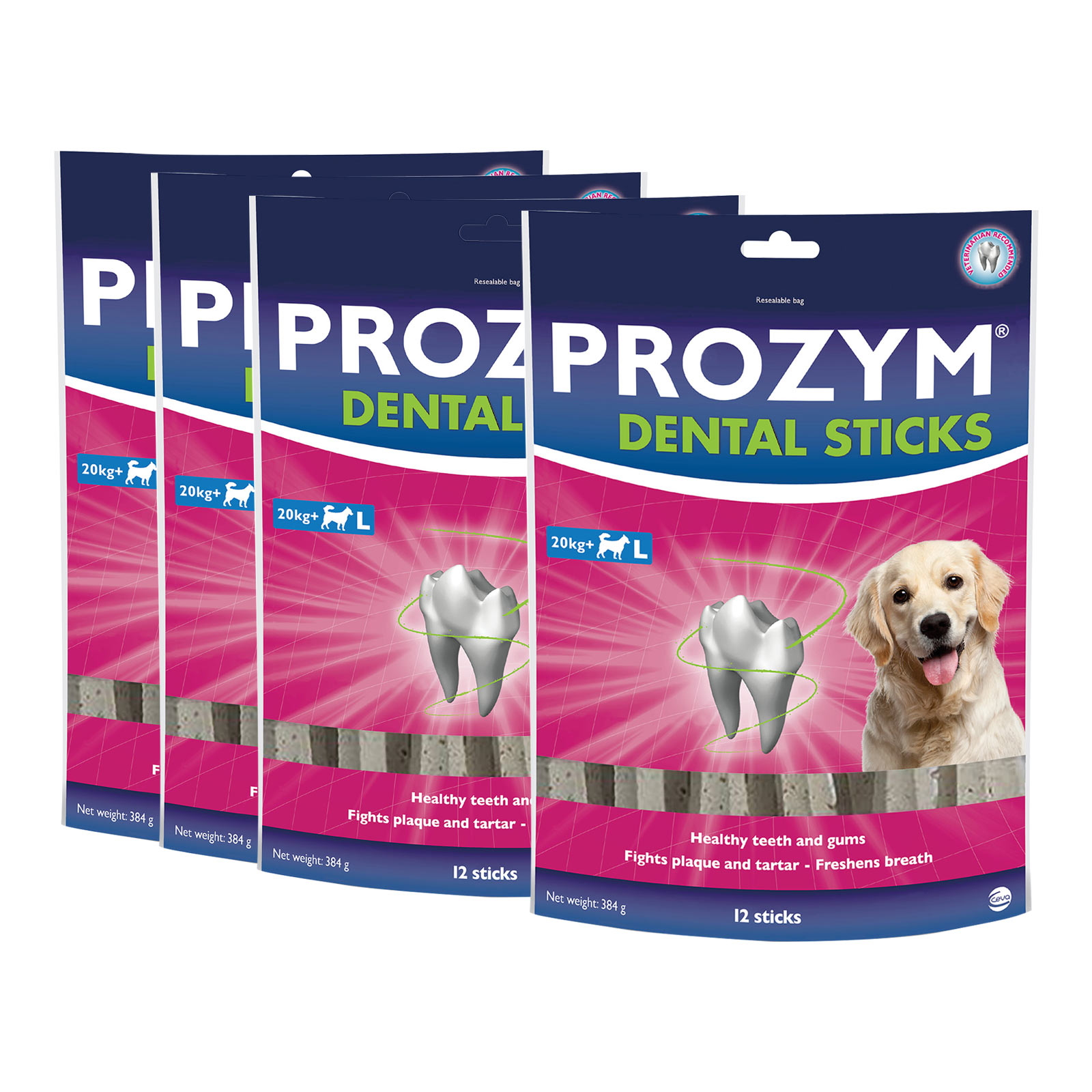 Prozym Dental Sticks Large For Dogs Over 20kg 12 Pack x 4 - $63.00
