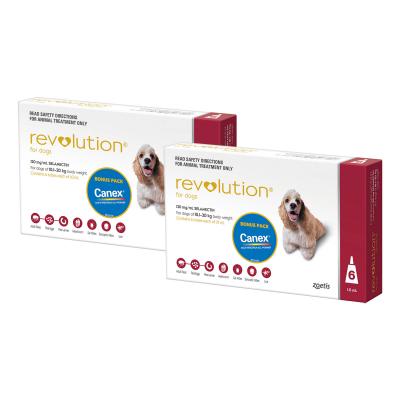 Revolution For Dogs 10.1-20kg Red 3 Pack With Canex Tablet - $65.49