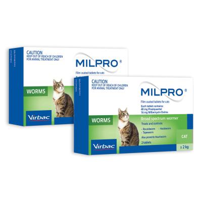 Milpro Broad Spectrum Wormer For Cats Over 2kg 4 Tablets - $45.90