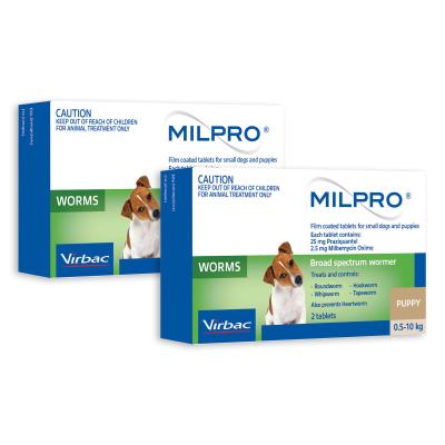 Milpro Broad Spectrum Wormer For Puppies And Dogs Up To 5kg 4 Tablets ...