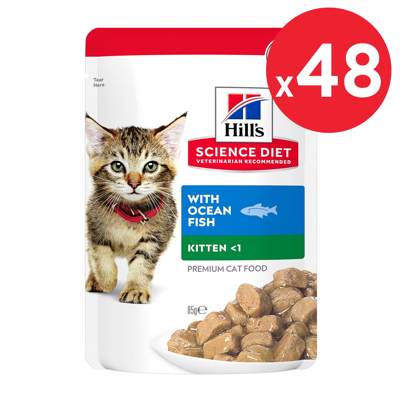 Hills Science Diet Ocean Fish Kitten Pouches Wet Cat Food 85gm x 48 ...