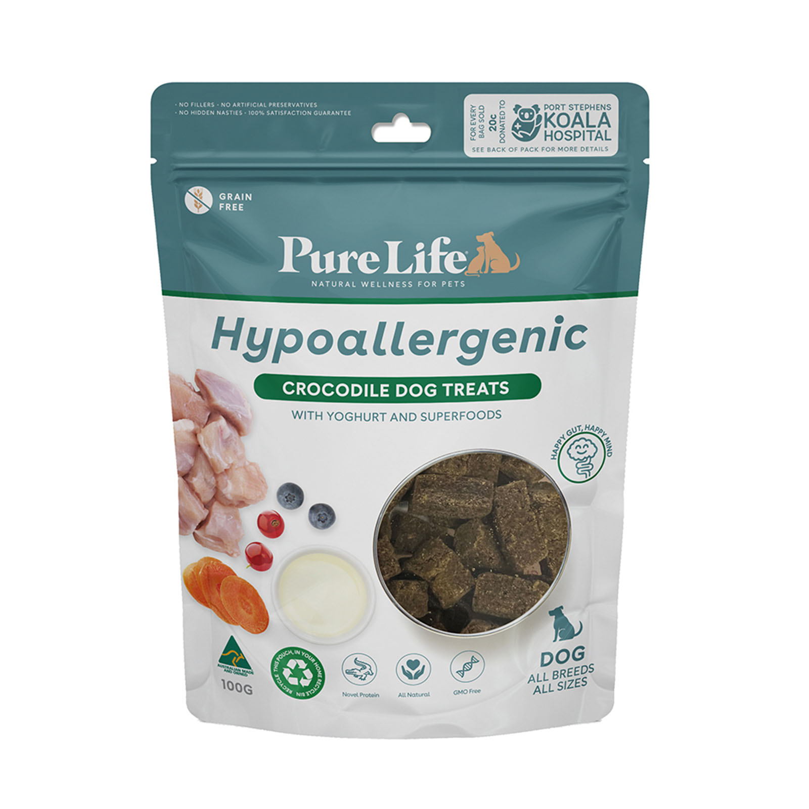 Pure Life Hypoallergenic Crocodile With Yoghurt And Superfoods Grain ...