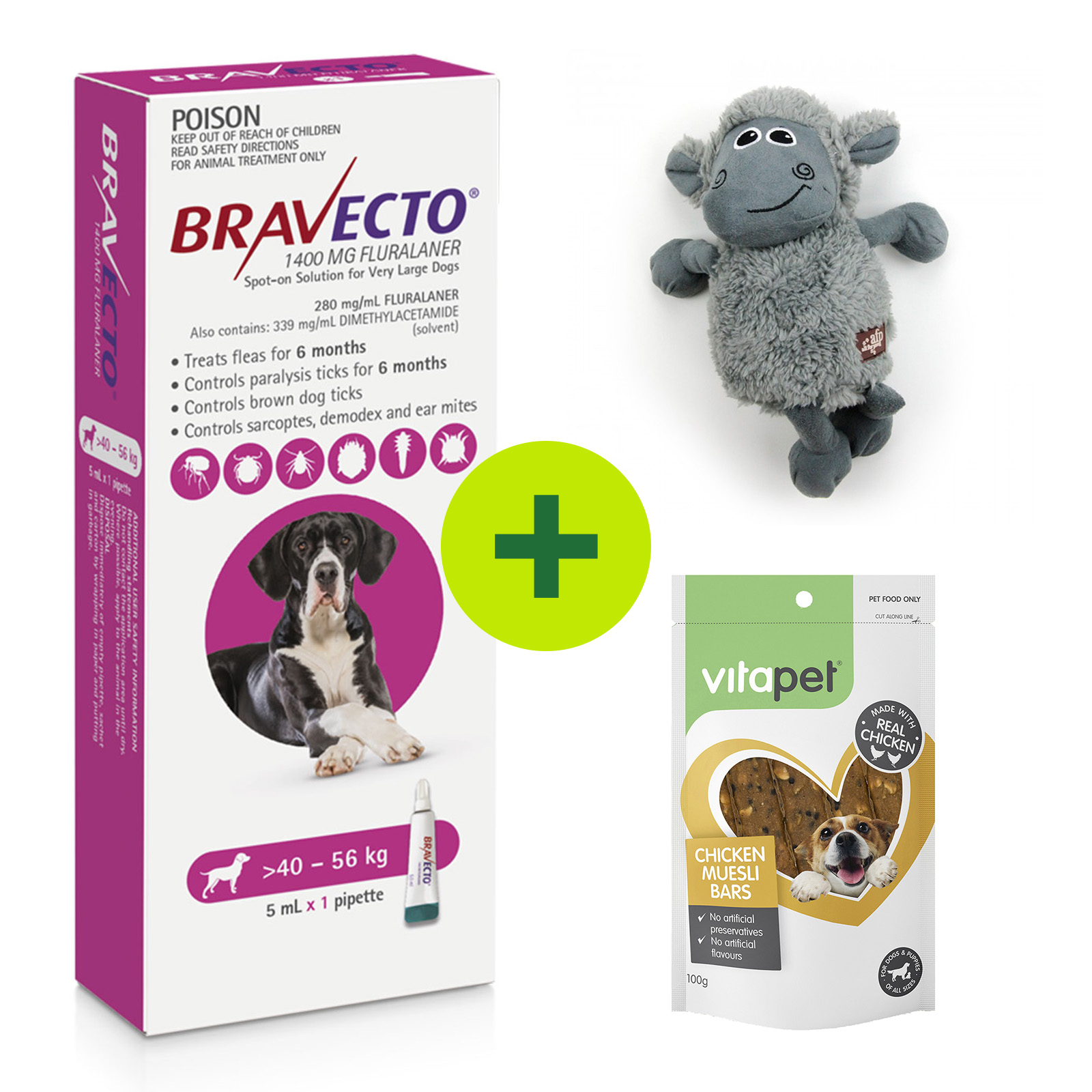 Bravecto Spot On Pink XLarge 40-56kg With Cuddly Toys And Vitapet ...