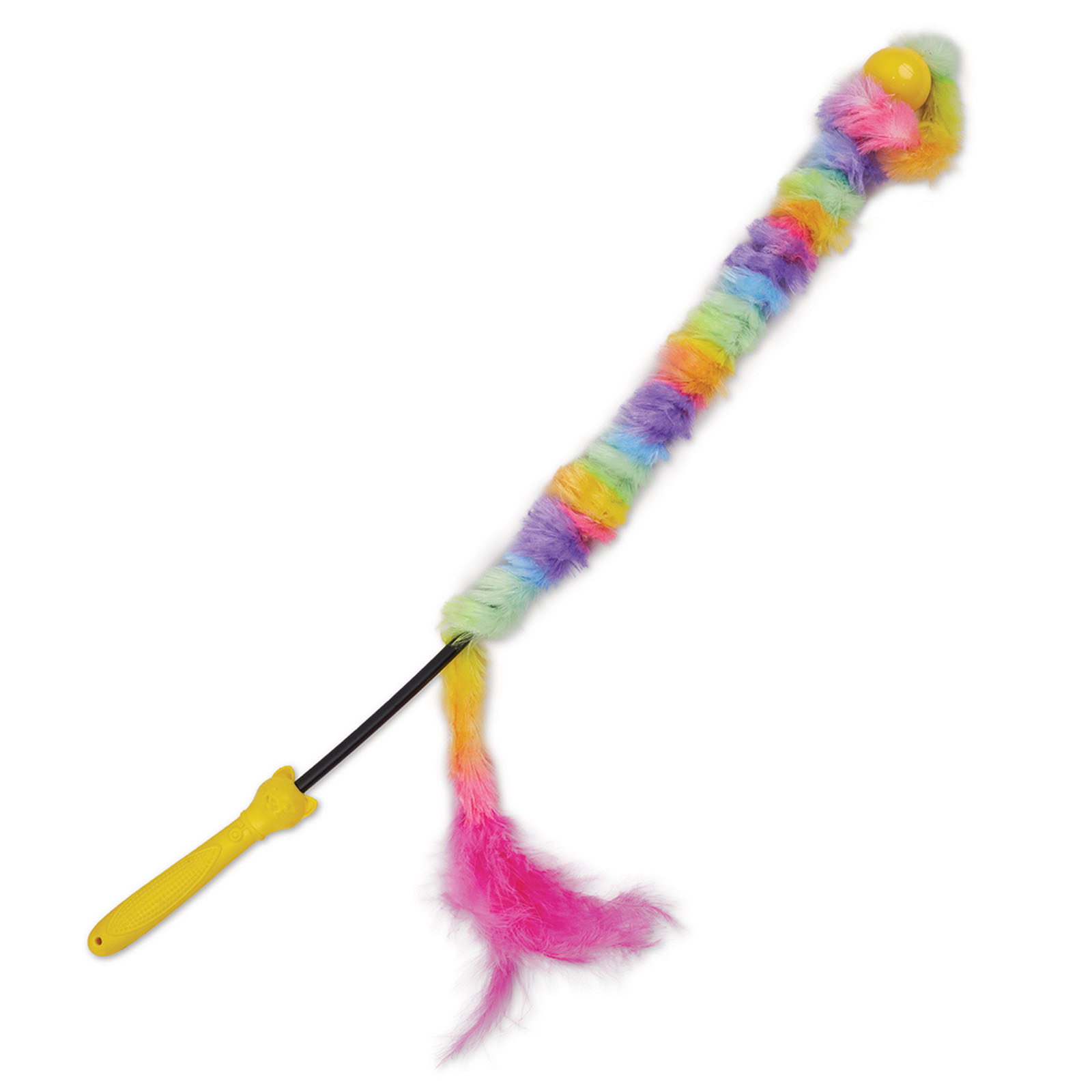 Kazoo Kitty Play Wand Fluffy Rainbow Tail Rattle Toy For Cats - $11.96