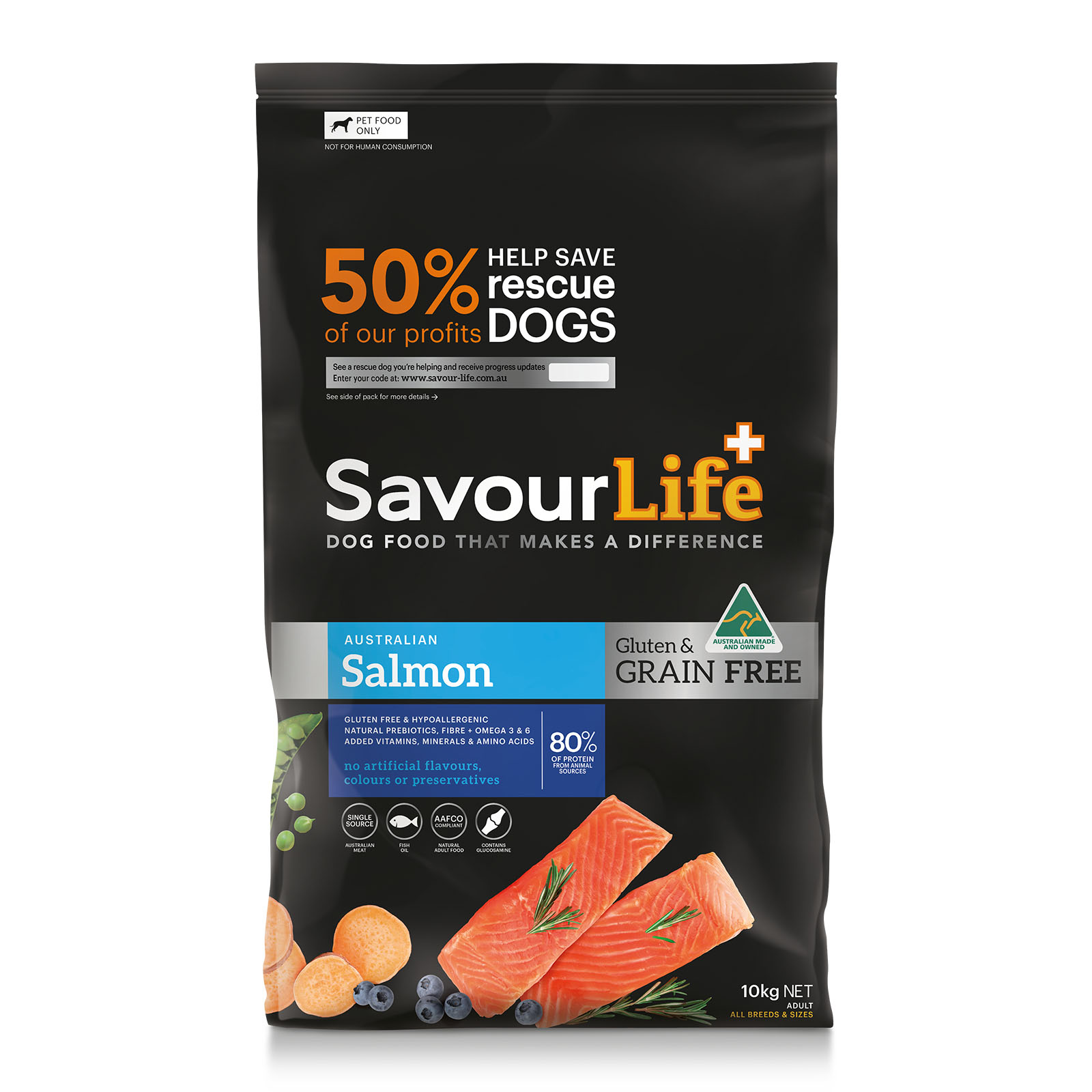 SavourLife Grain Free Australian Salmon Adult Dry Dog Food 10kg - $119.99