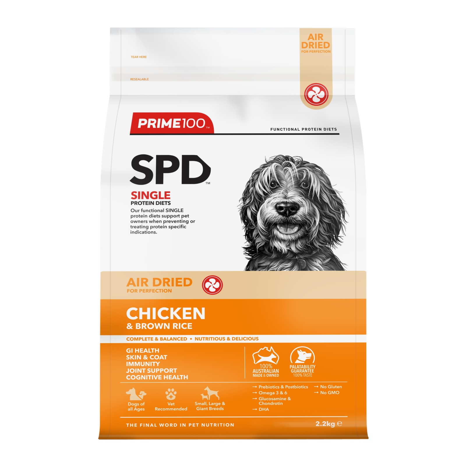 Prime100 SPD Single Protein Diet Air Dried Chicken And Brown Rice All ...
