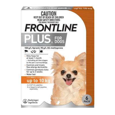 Frontline Plus For Dogs Small Up To 10kg 6 Pack - $61.99