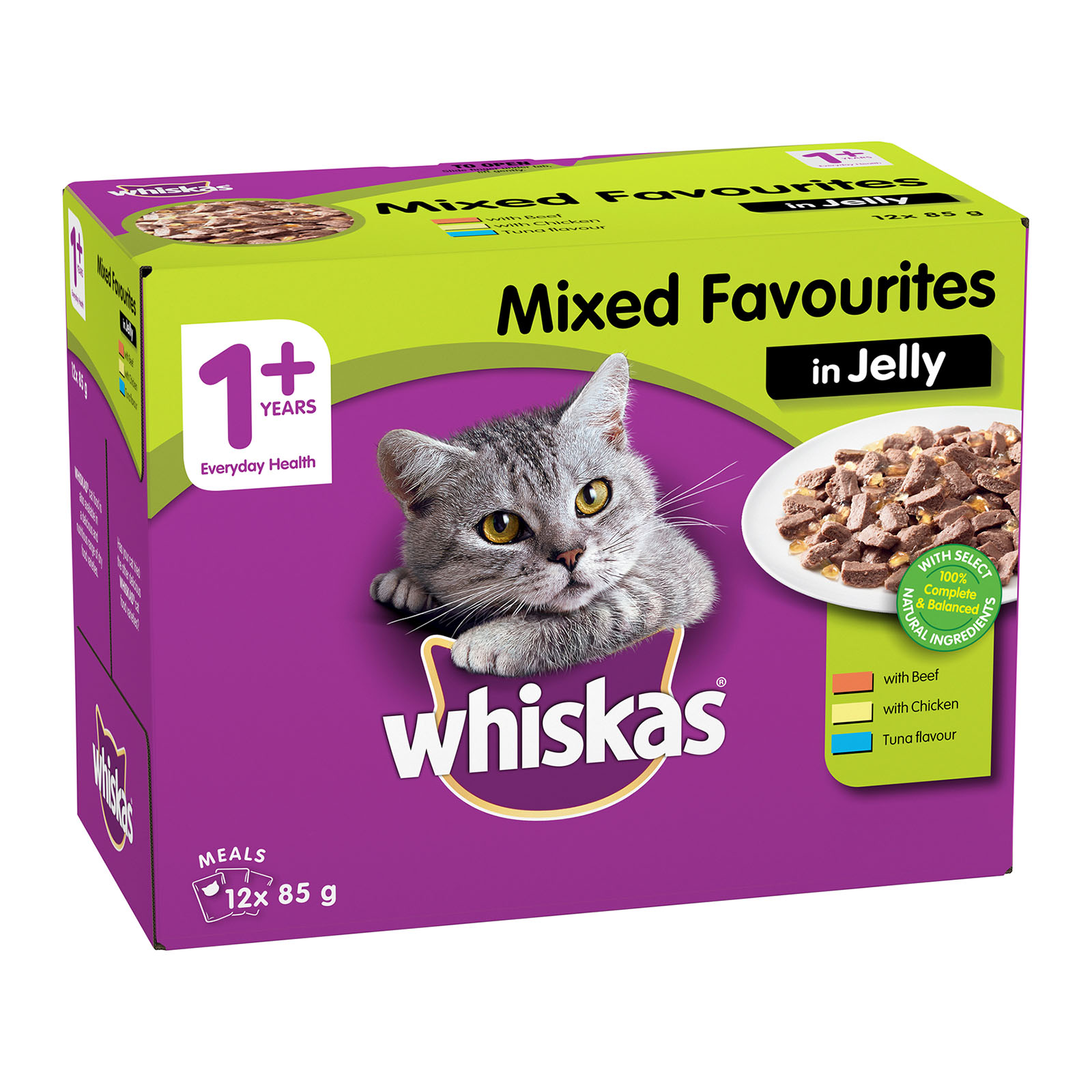 Whiskas Mixed Favourites In Jelly 1+ Adult Pouches Wet Cat Food 12x85gm ...