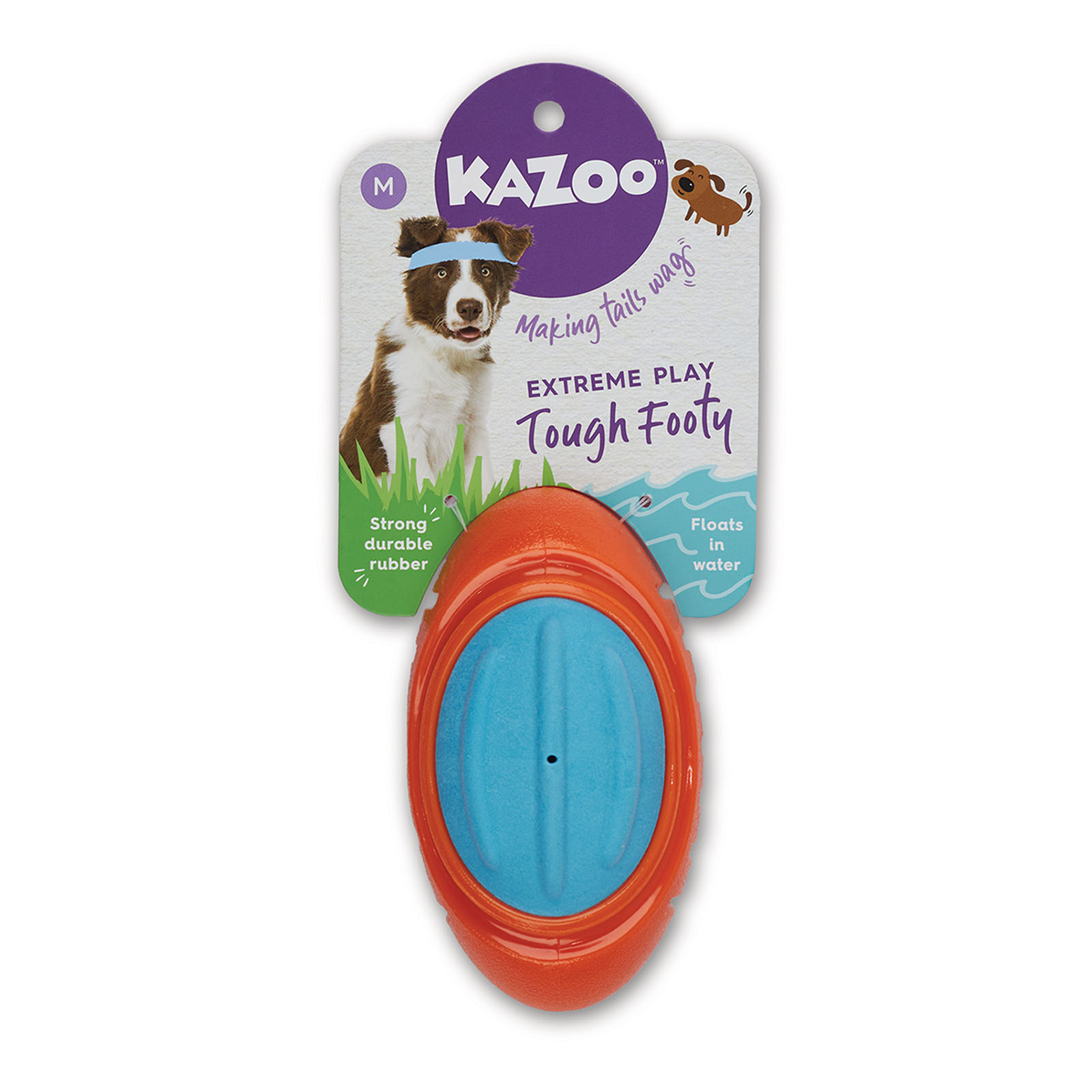 Kazoo Extreme Play Tough Footy Medium Rubber Squeaky Ball Toy For Dogs ...
