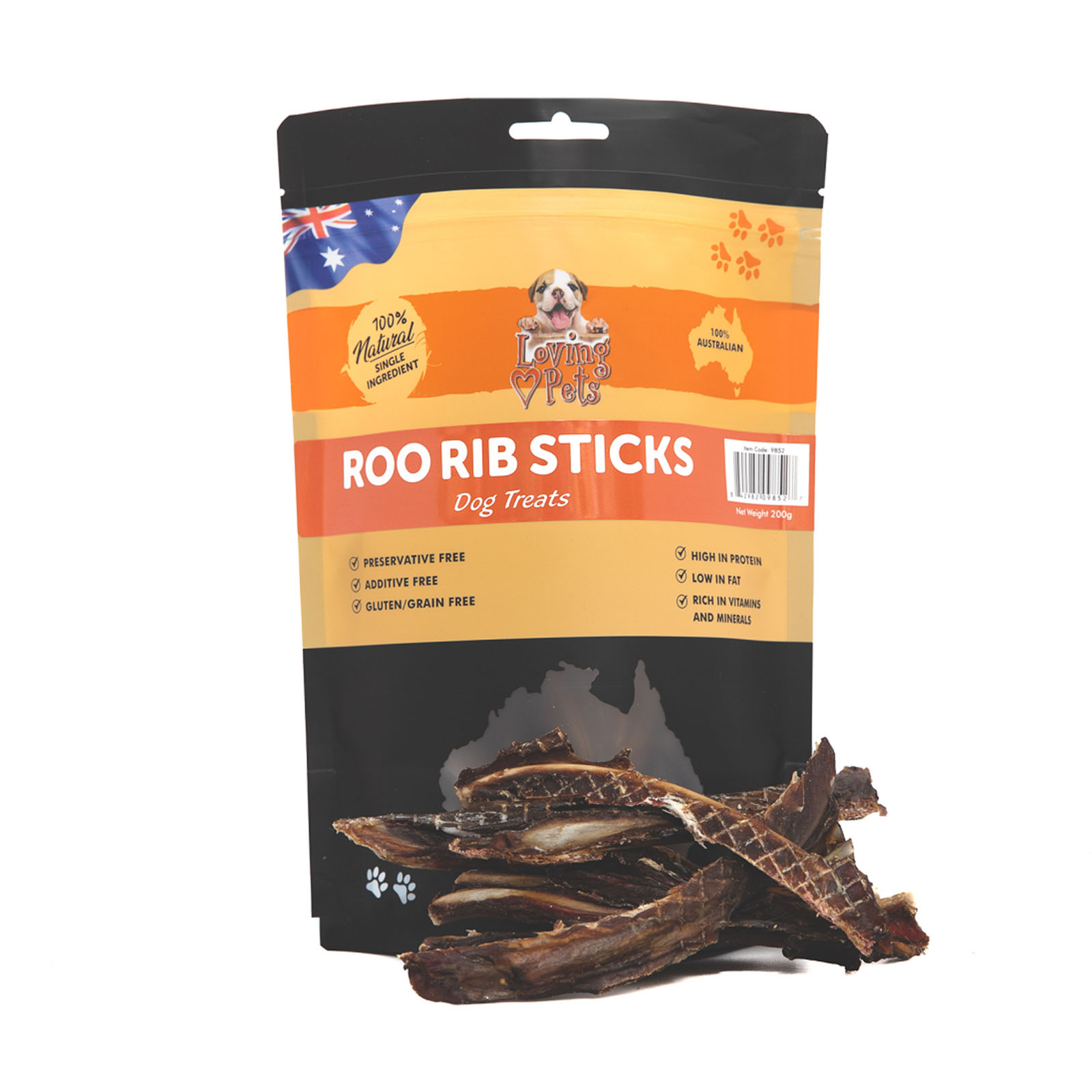 Loving Pets Kangaroo Rib Sticks Natural Dried Treats For Dogs 200gm ...