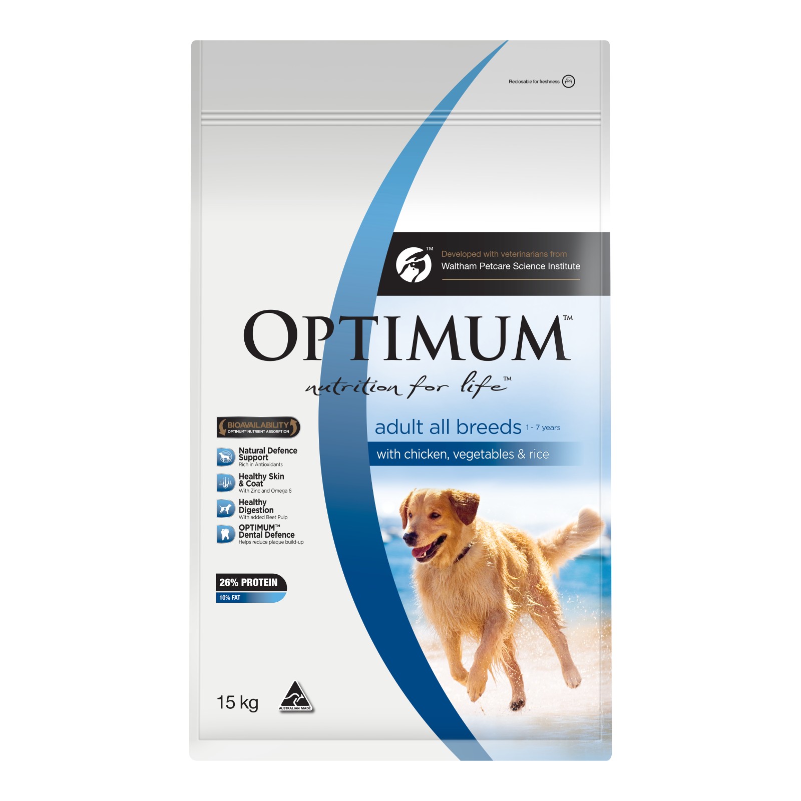 Optimum Chicken Vegetables And Rice All Breed Adult Dry Dog Food 15kg ...