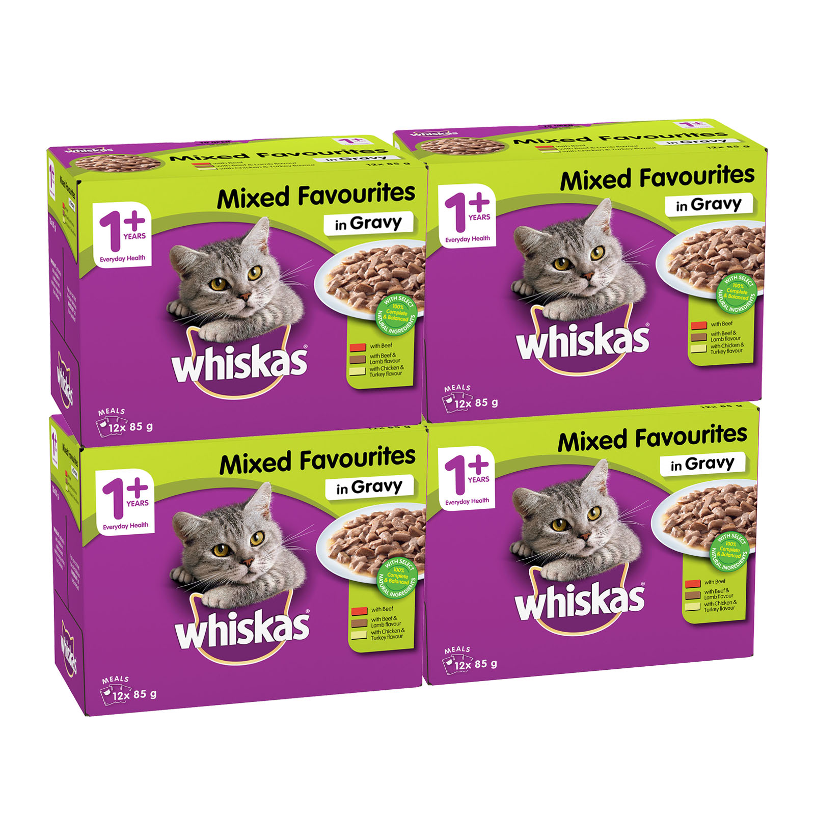 Whiskas Mixed Favourites In Gravy 1+ Adult Pouches Wet Cat Food 48x85gm ...